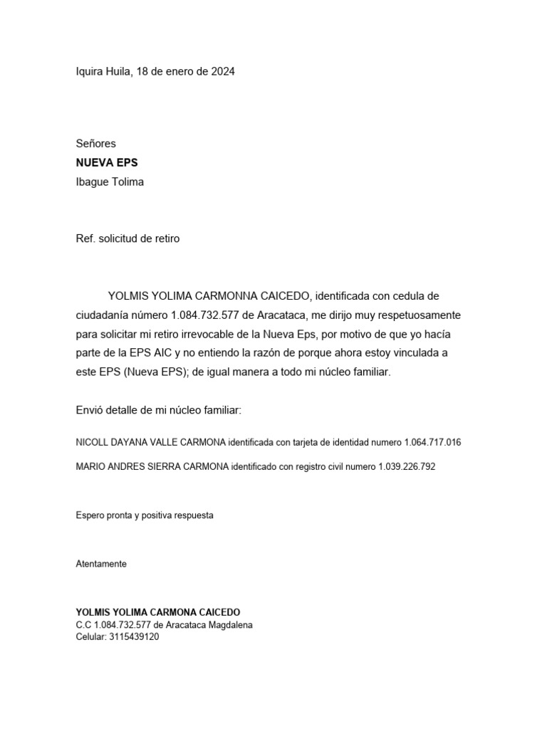 Solicitud Retiro | PDF