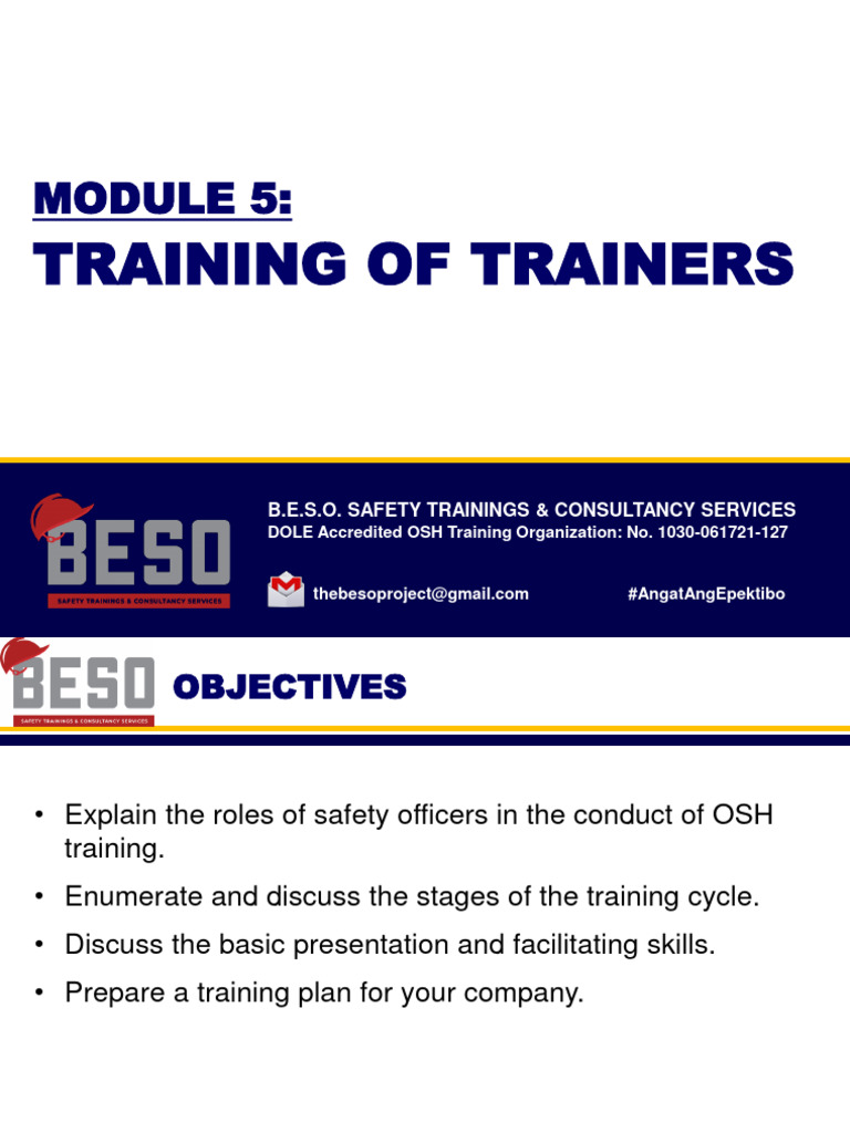 Module 5 - Training of Trainers | PDF | Occupational Safety And Health ...