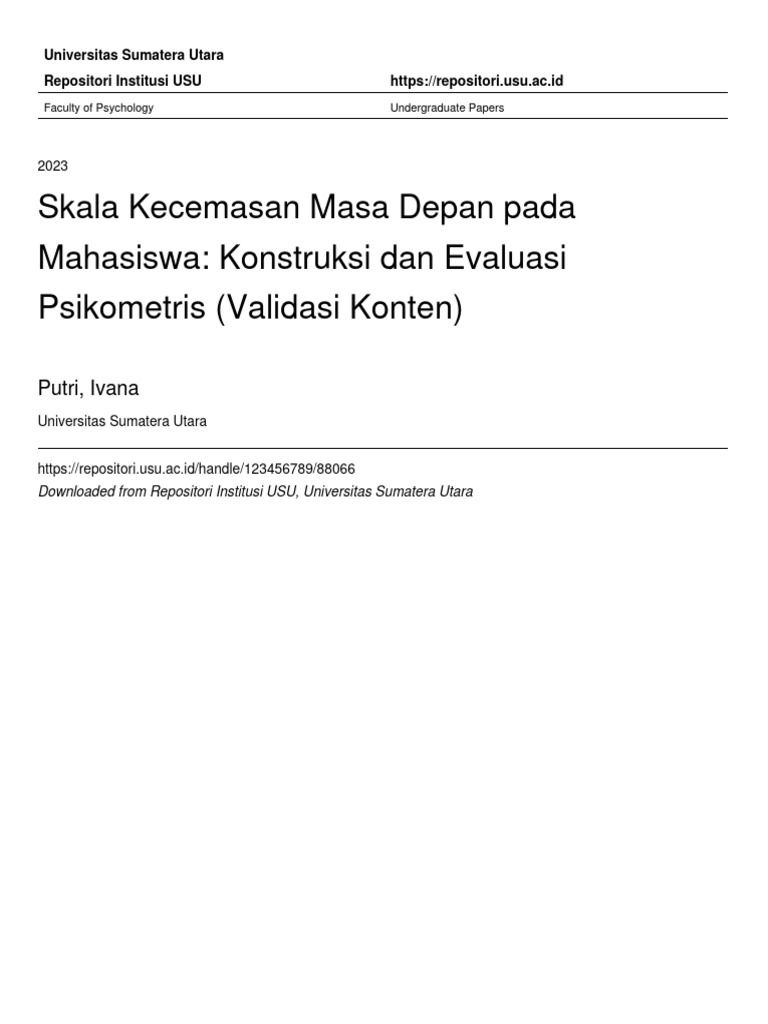 Skala Kecemasan Masa Depan Mahasiswa | PDF | Komputer