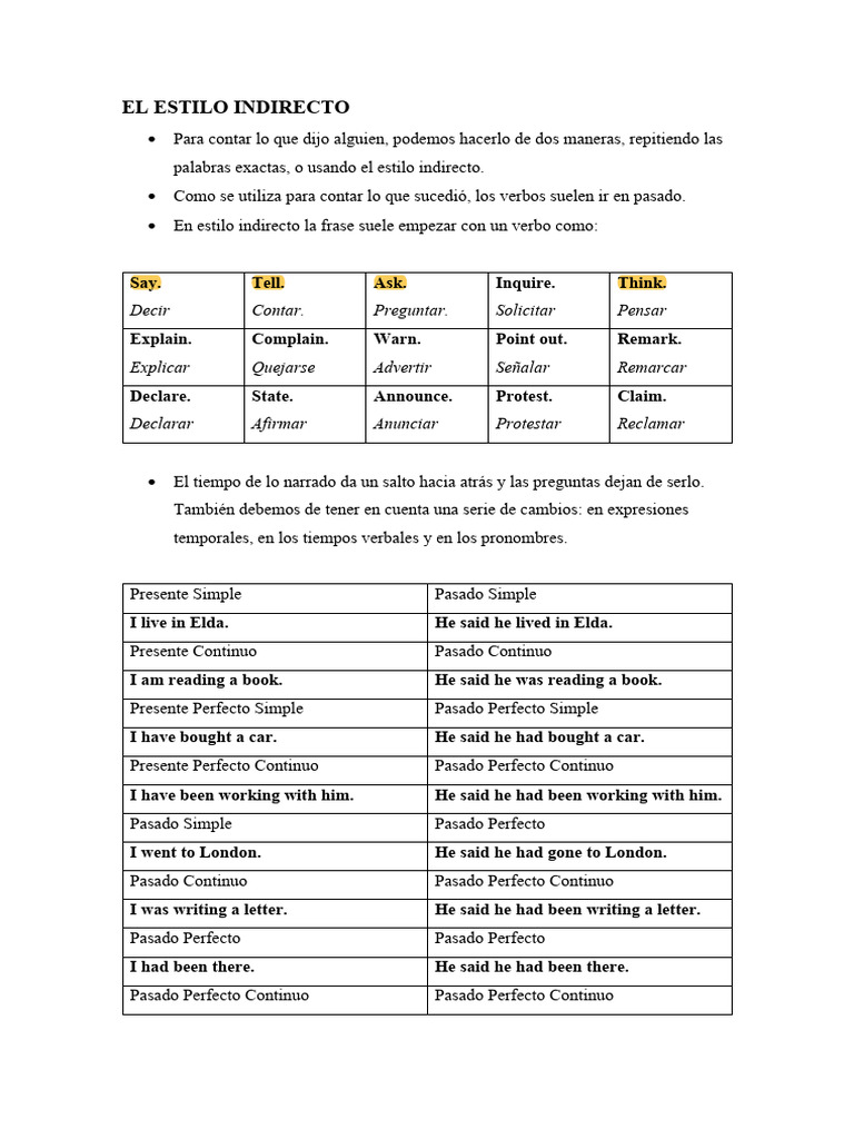 Estilo Indirecto | PDF