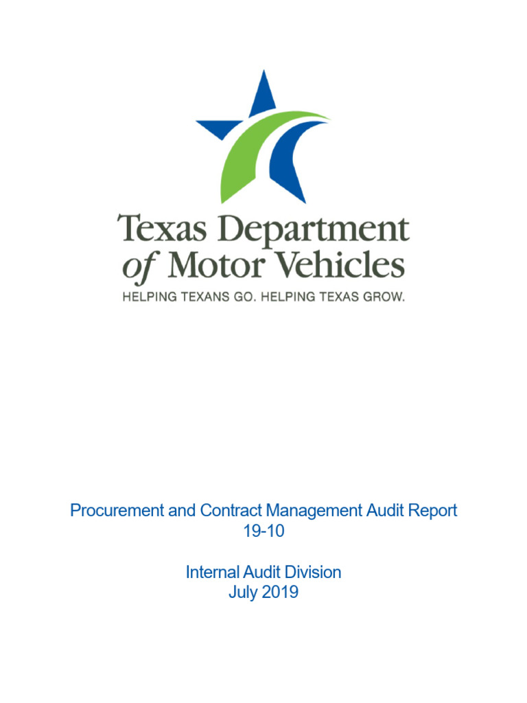 TxDMV Procurement Audit Report 2019 | PDF | Procurement | Audit