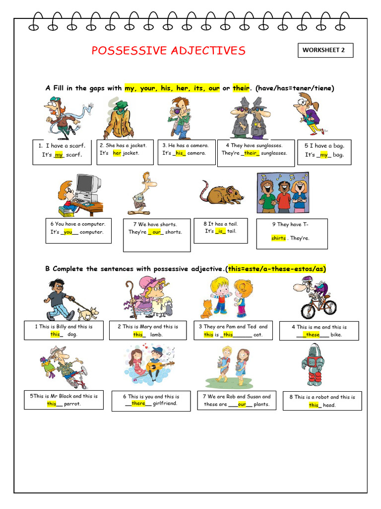 Worksheet 2 - A Possessive-Adjectives NEYKLER EINSTEIN PORTAL ROMERO | PDF