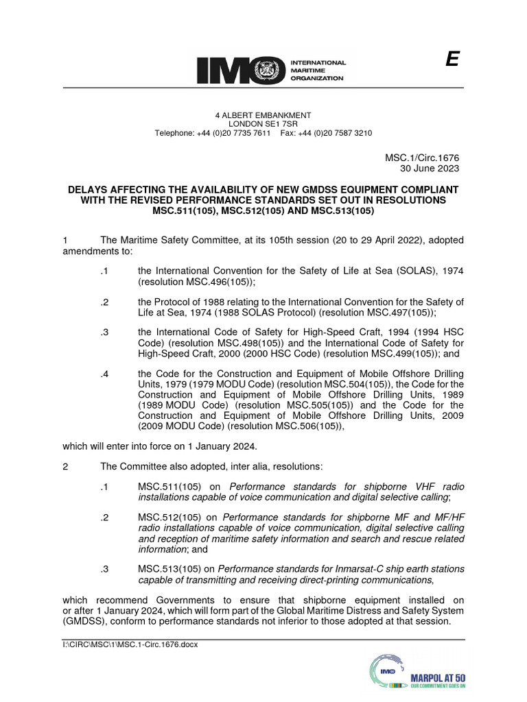 MSC.1-Circ.1676 | Download Free PDF | Wireless | Radio