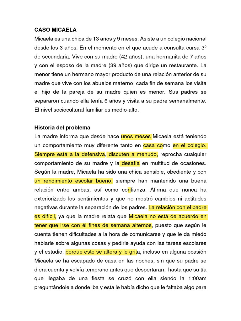 Caso Micaela | PDF | Ansiedad | Depresión (estado de ánimo)