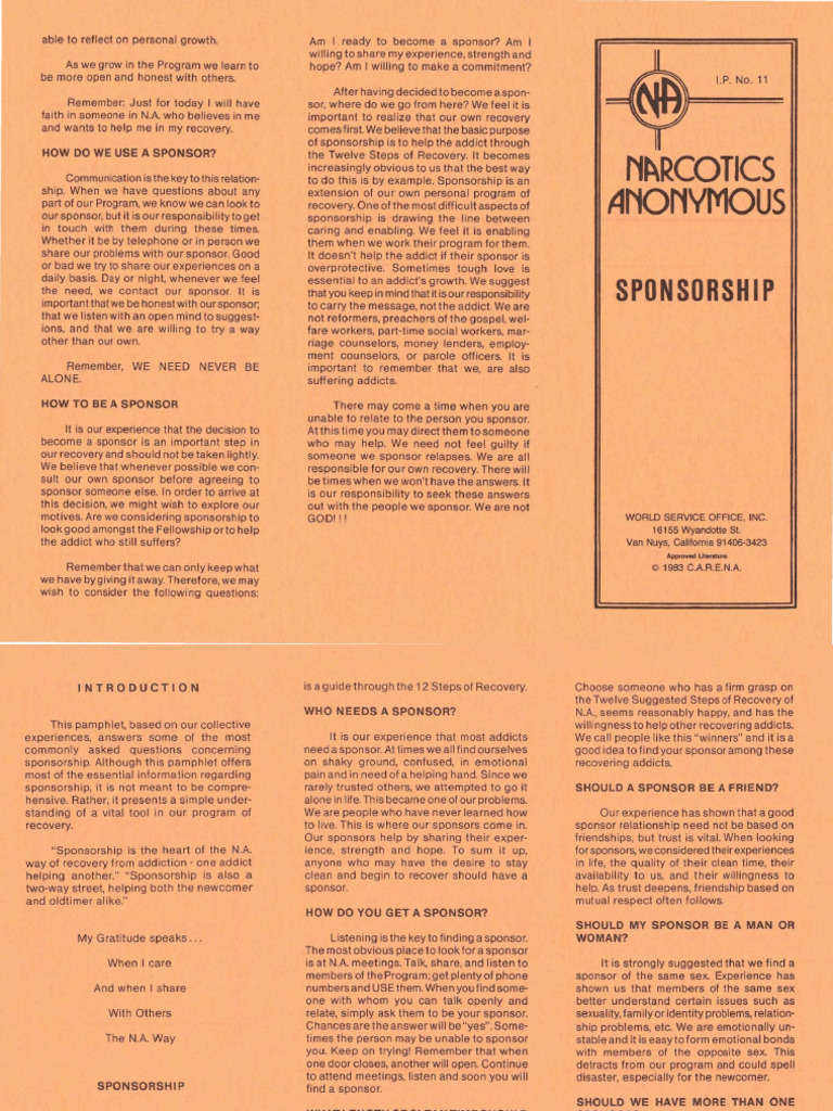 1983 I.P. No 11 Sponsorship 1 | PDF | Twelve Step Program | Social ...