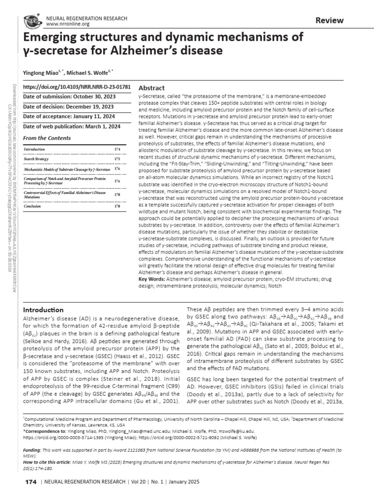 Emerging structures and dynamic mechanisms of γ-secretase for Alzheimer ...