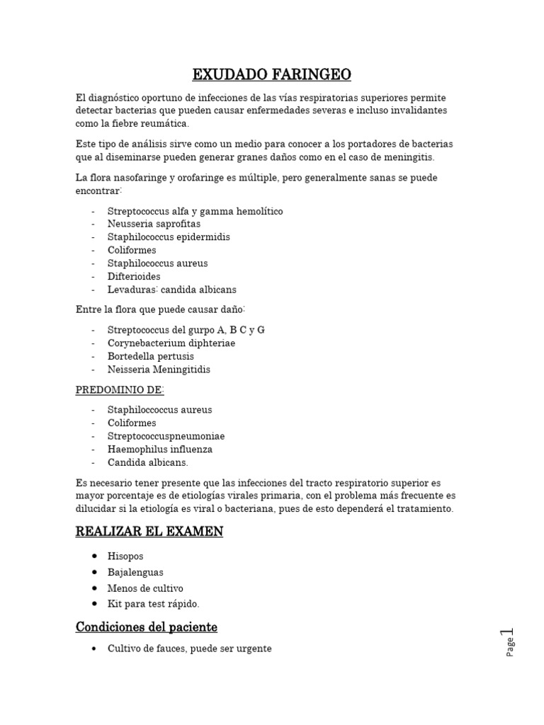 Exudado Faringeo | PDF | Meningitis | Enfermedades y trastornos