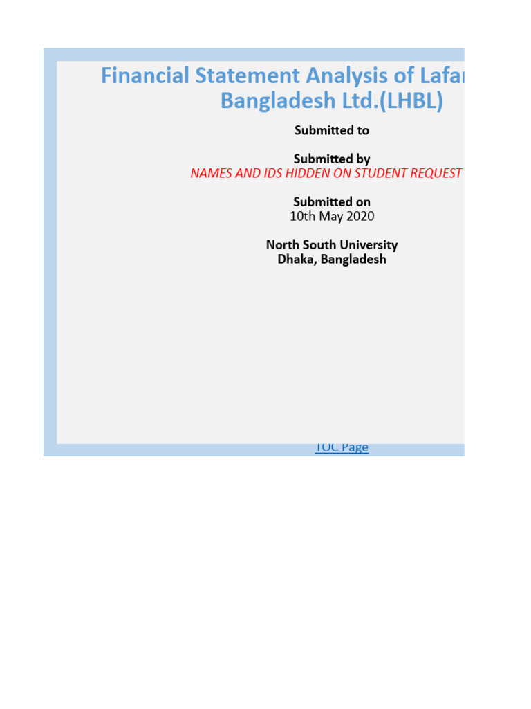 Sample Student Work - LafargeHolcim Bangladesh LTD | PDF | Balance Sheet | Equity (Finance)