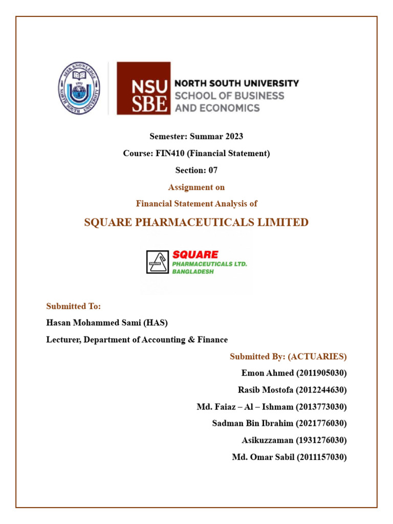 Financial Statement Analysis of Square Pharmacuticals LTD | PDF ...