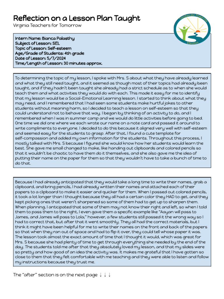 Bianca Palasthy - LP Reflection Template VTFT I II | PDF | Self ...