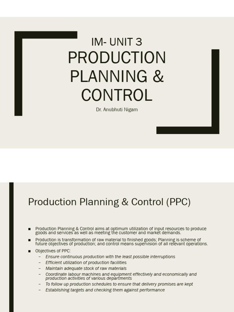 Unit 3 - Production Planning & Control | PDF | Inventory | Economies