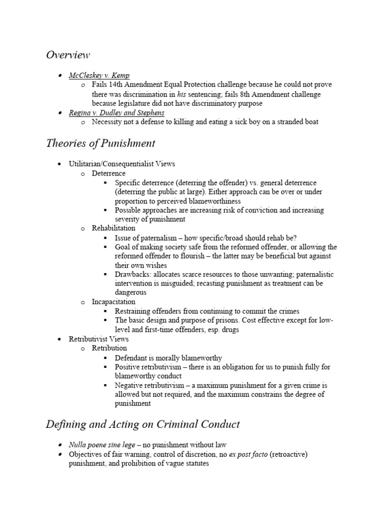 Criminal Law Overview | PDF | Insanity Defense | Mens Rea