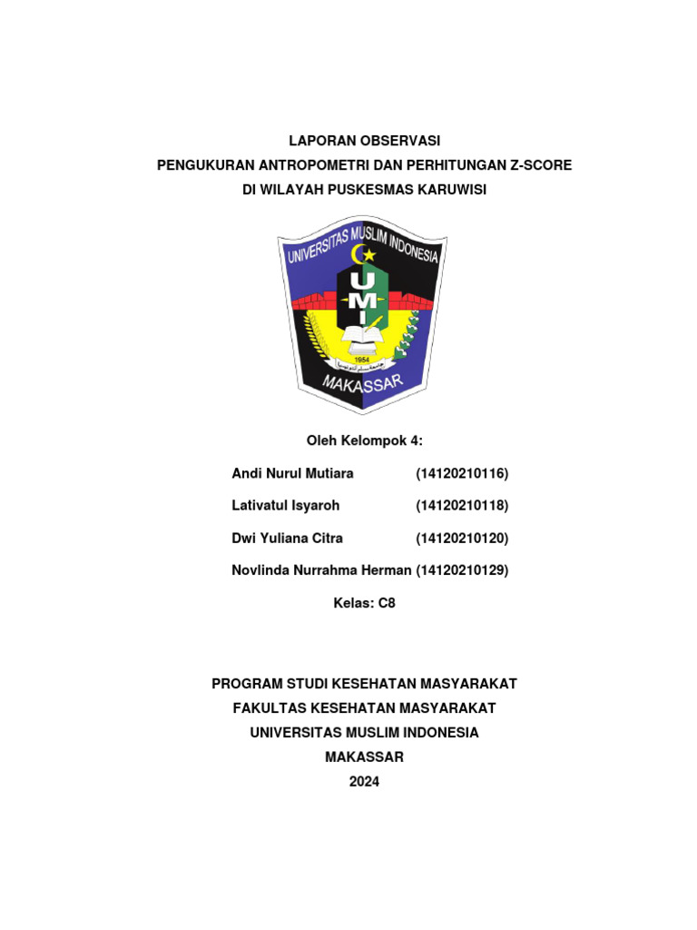 Pengukuran Z-Score Gizi Anak Puskesmas Karuwisi | PDF