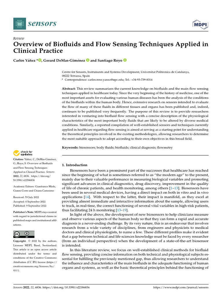 Overview_of_Biofluids_and_Flow_Sensing_Techniques_ | PDF | Artery ...