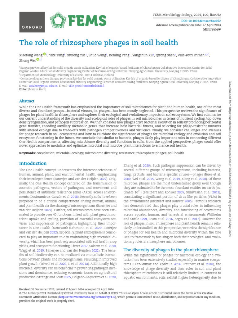 The Role of Rhizosphere Phages in Soil Health | PDF | Bacteriophage ...