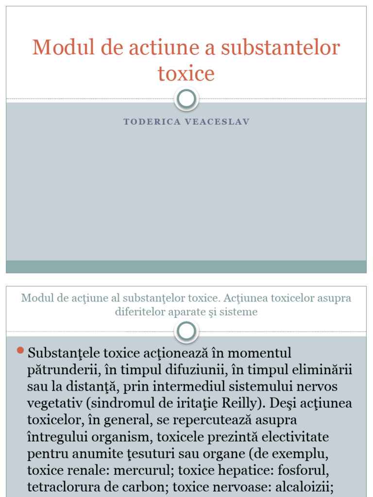 Modul de Actiune A Substantelor Toxice | PDF