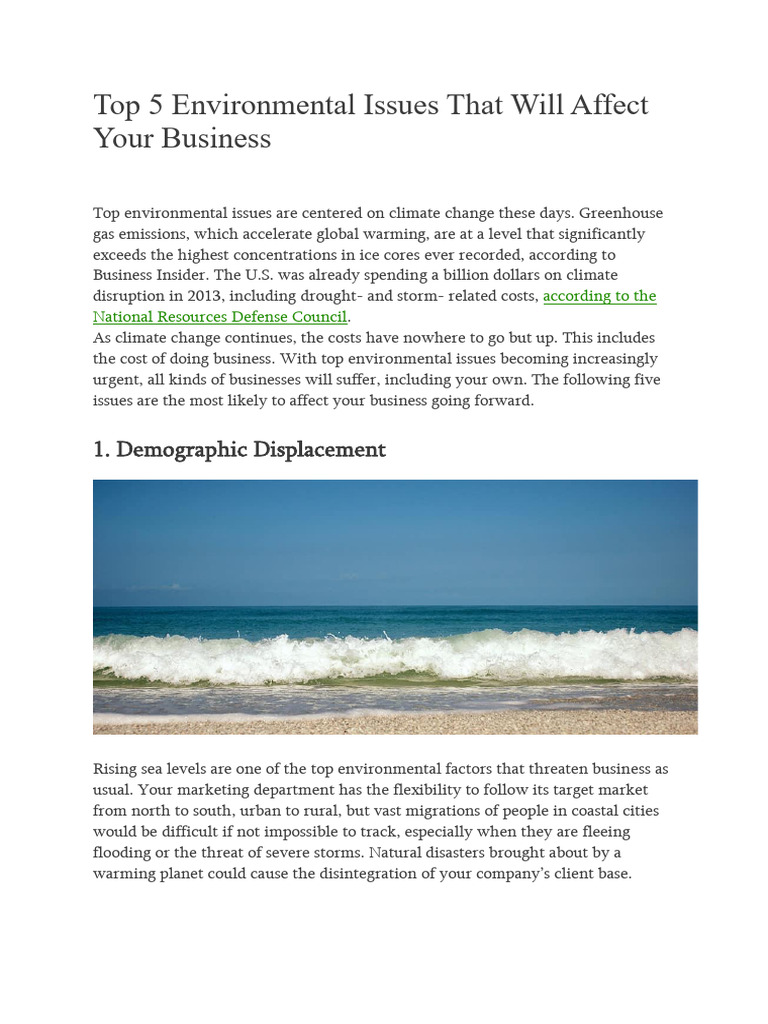 Impact of Environmental Issues on Business | PDF | Climate Change ...