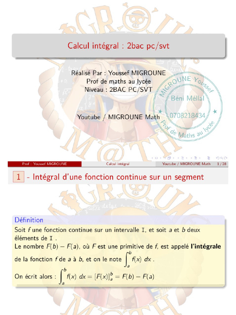 Calcul Intégral 2bac PC - SVT | PDF