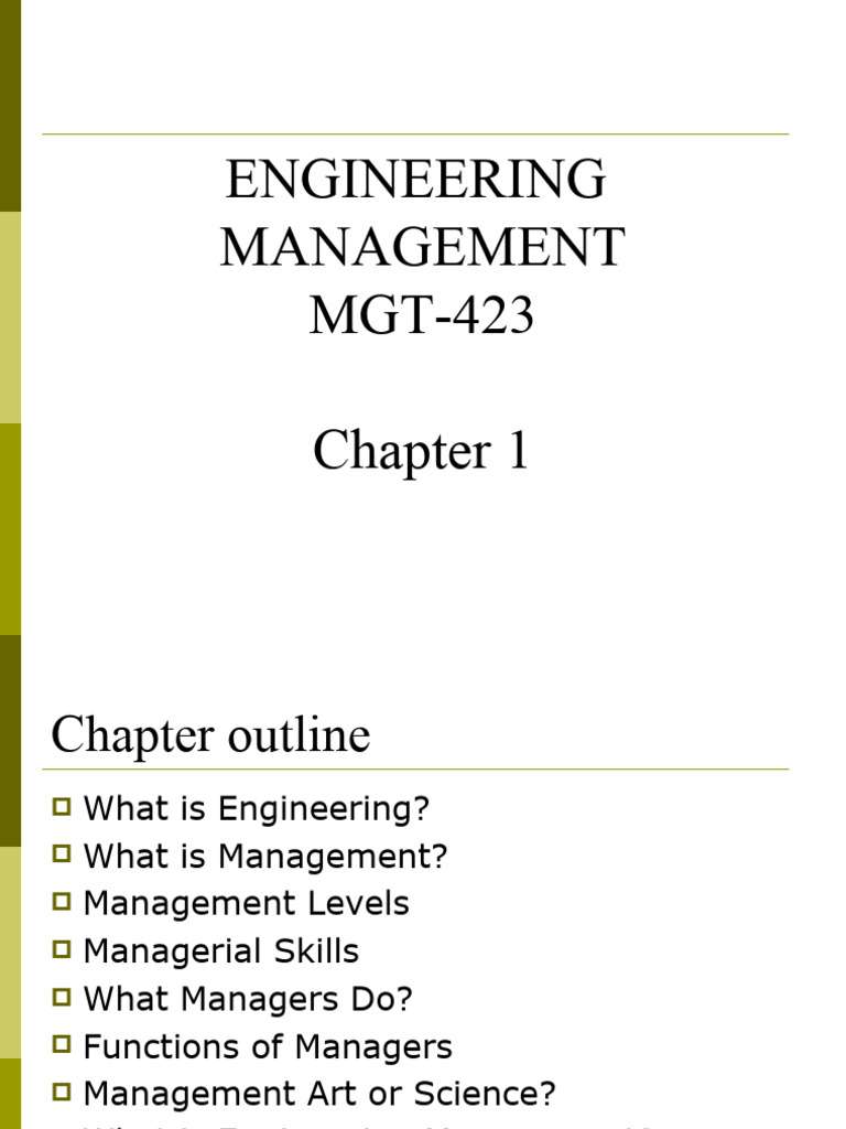 Introduction To Engineering Management | PDF | Engineering | Engineer