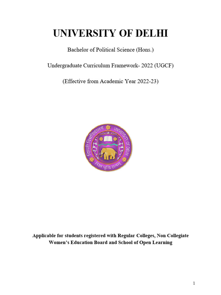 Ugcf Hons Full File - Political Science | PDF | Curriculum | Science