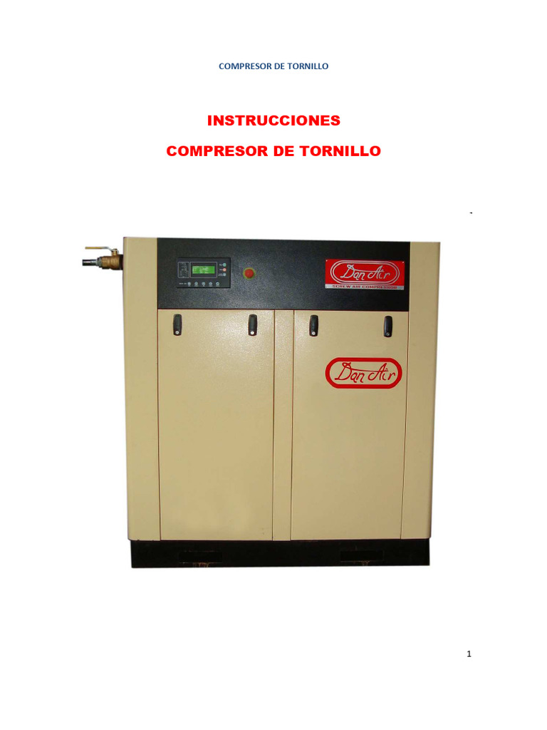 Instructivo Completo Compresor Tornillo 2022 | PDF | Lubricante | Ingenieria Eléctrica