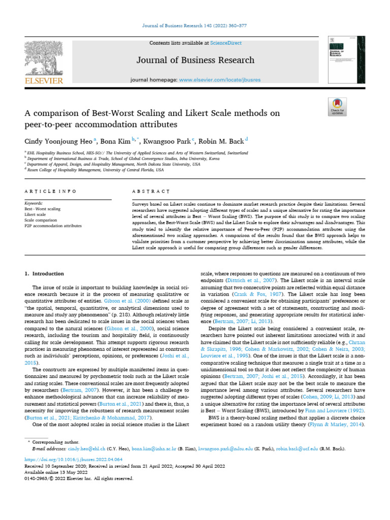 Heo Et Al. A Comparison of Best-Worst S | Download Free PDF | Likert ...