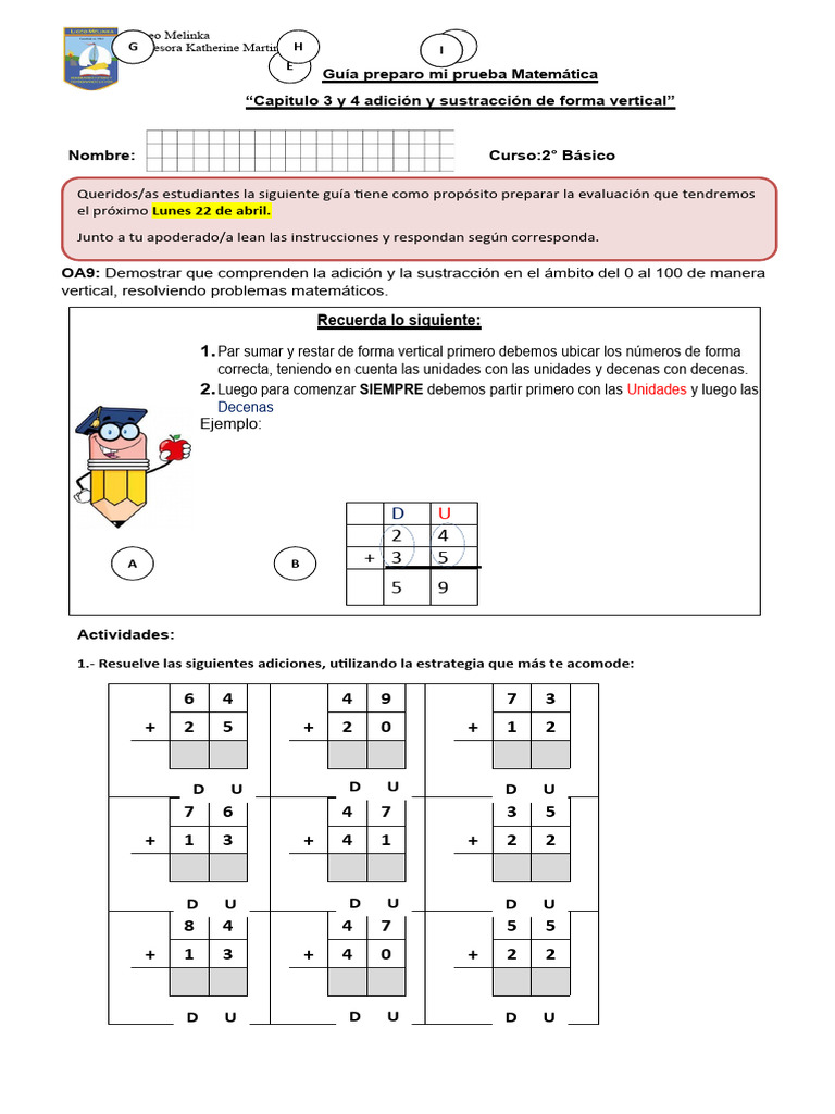 Preparo Mi Prueba Mat (Sumas y Restas Hasta El 100) | PDF | Sustracción