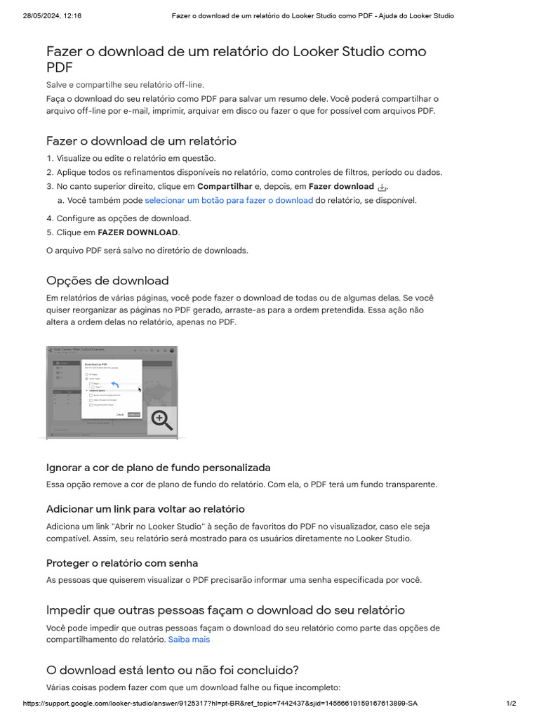 Fazer o Download de Um Relatório Do Looker Studio Como PDF - Ajuda Do Looker Studio | PDF ...