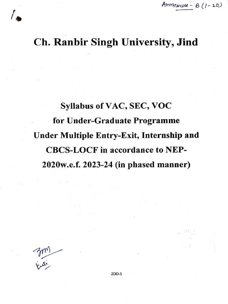 Syllabus of VAC SEC VOC For Ug - Compressed | PDF