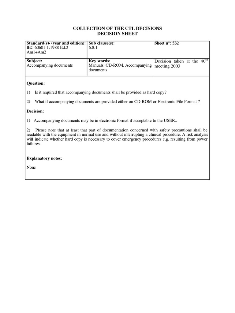 IEC 60601-1: Accompanying Docs Decision | PDF | Science & Mathematics | Technology & Engineering