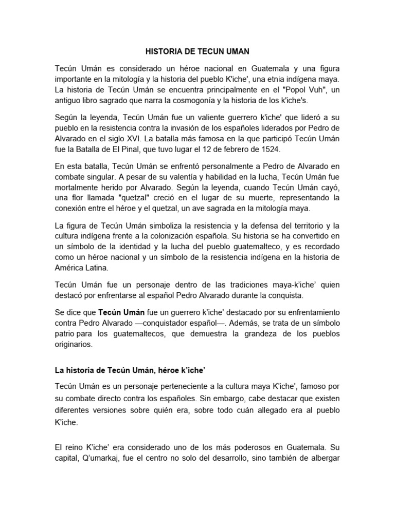 Historia de Tecun Uman | PDF