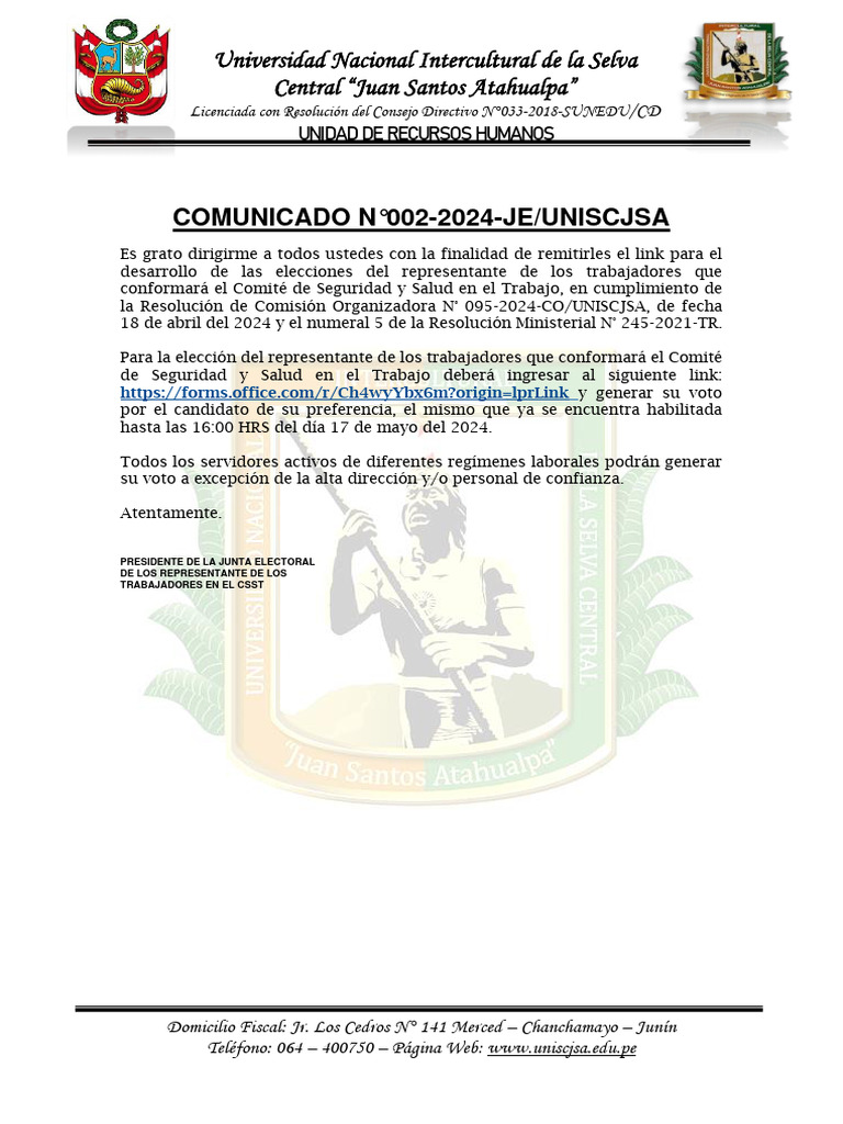 Comunicado N°002-Je | PDF