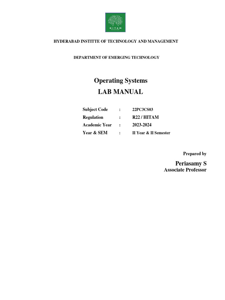 Operating Systems Lab Manual 2023-24 | PDF | Engineering | Process ...