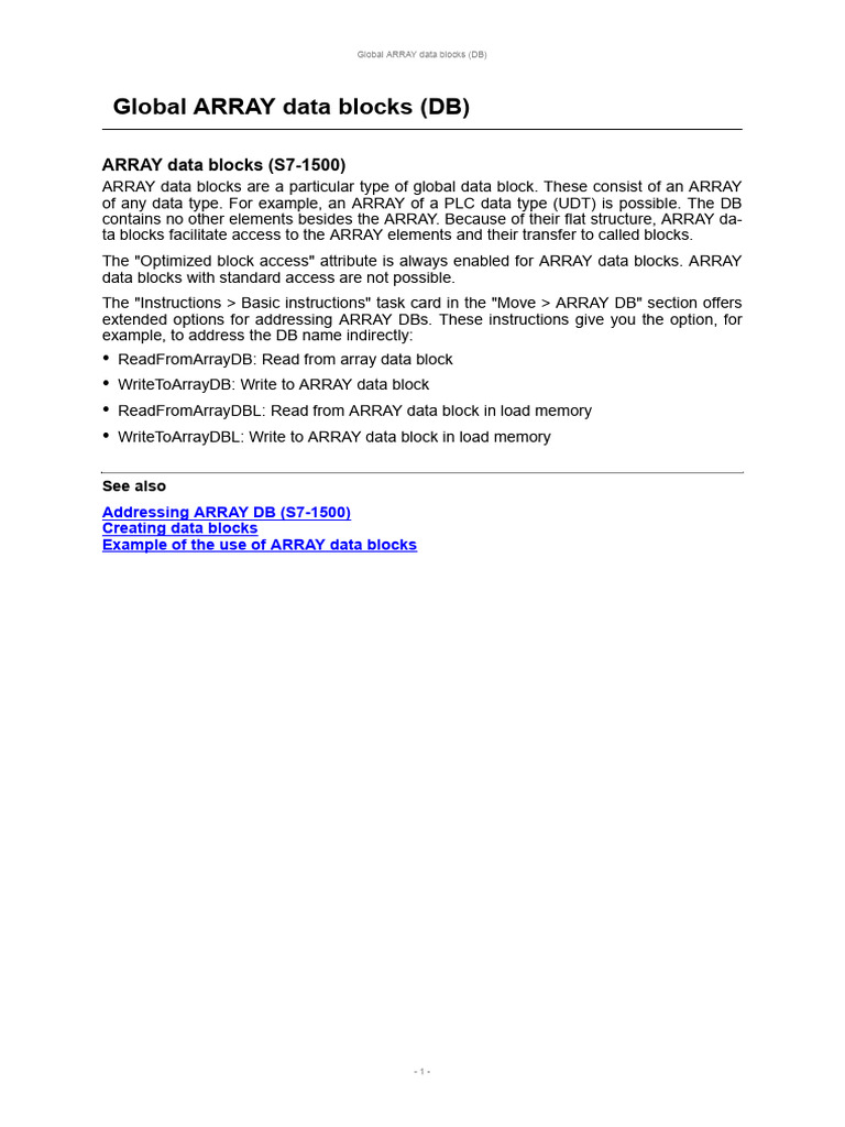 08 - Global ARRAY Data Blocks (DB) | PDF