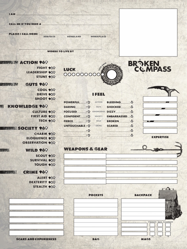 Broken Compass - Schede Adventure Journey - Eng | PDF