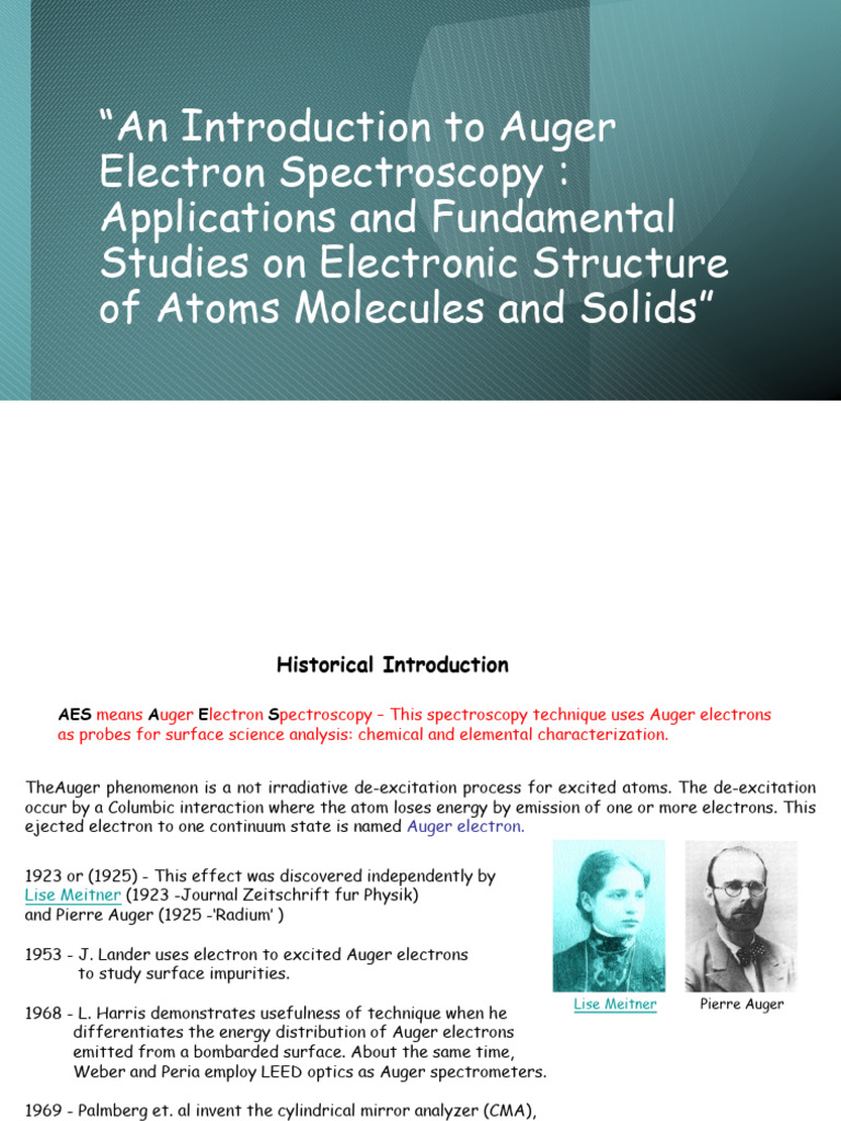 An Introduction To Auger Electron Spectros | PDF | Atomic Physics | Optics