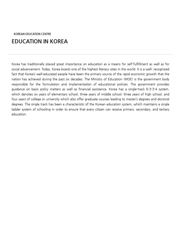 Education in Korea - 주영국한국교육원 - Korean Education Centre in the UK | PDF ...