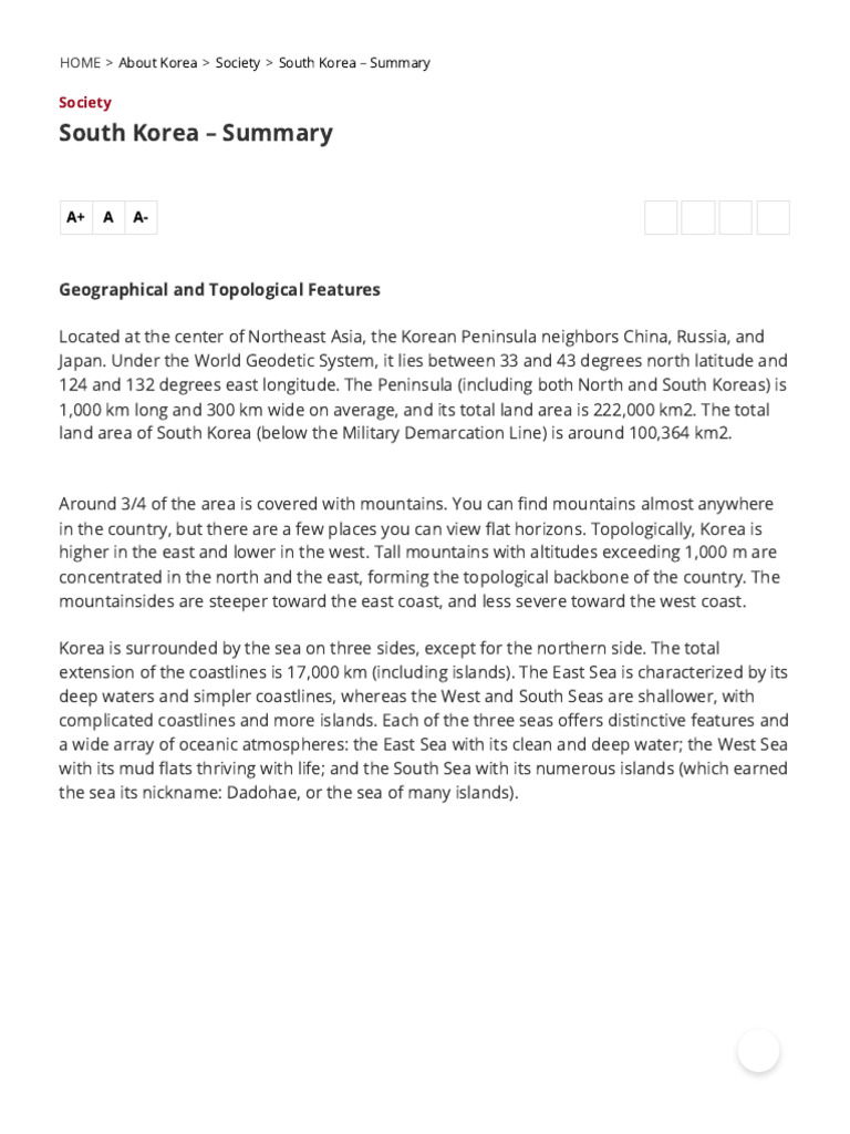 South Korea - Summary - Korea - Net - The Official Website of The Republic of Korea | PDF ...