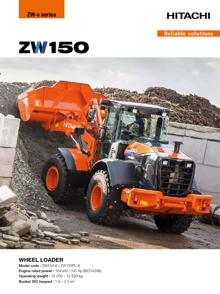 Hitachi ZW150-6 Wheel Loader Specs | PDF | Engines | Brake