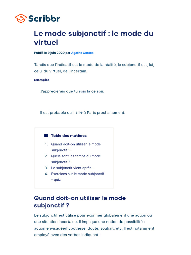 Comprendre le mode subjonctif | PDF | Verbe | Relations syntaxiques