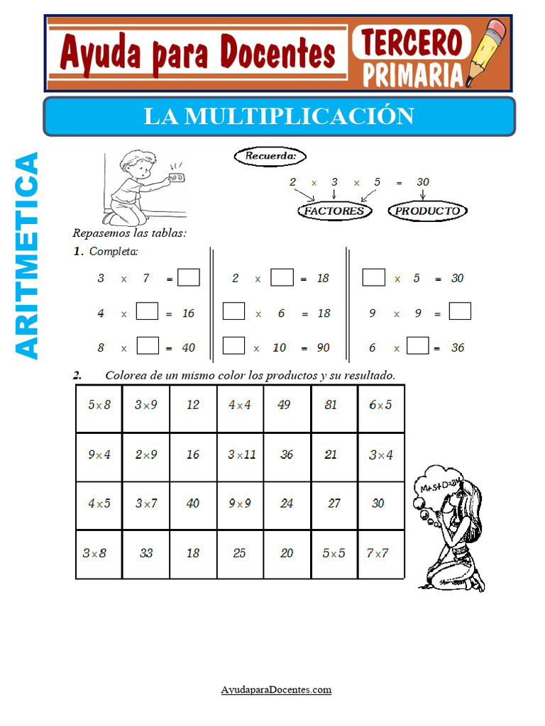 La Multiplicacion para Tercero de Primaria | PDF | Multiplicación | Álgebra