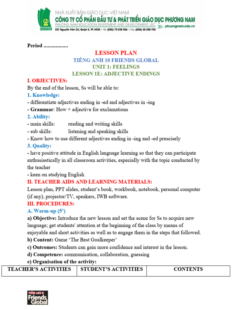 Lessonplan 1e Pdf Lesson Plan Teachers