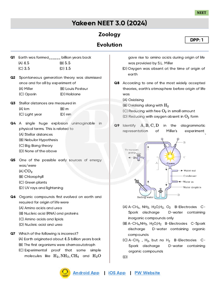 Abiogenesis and Chemical Evolution Notes | PDF | Abiogenesis | Biology
