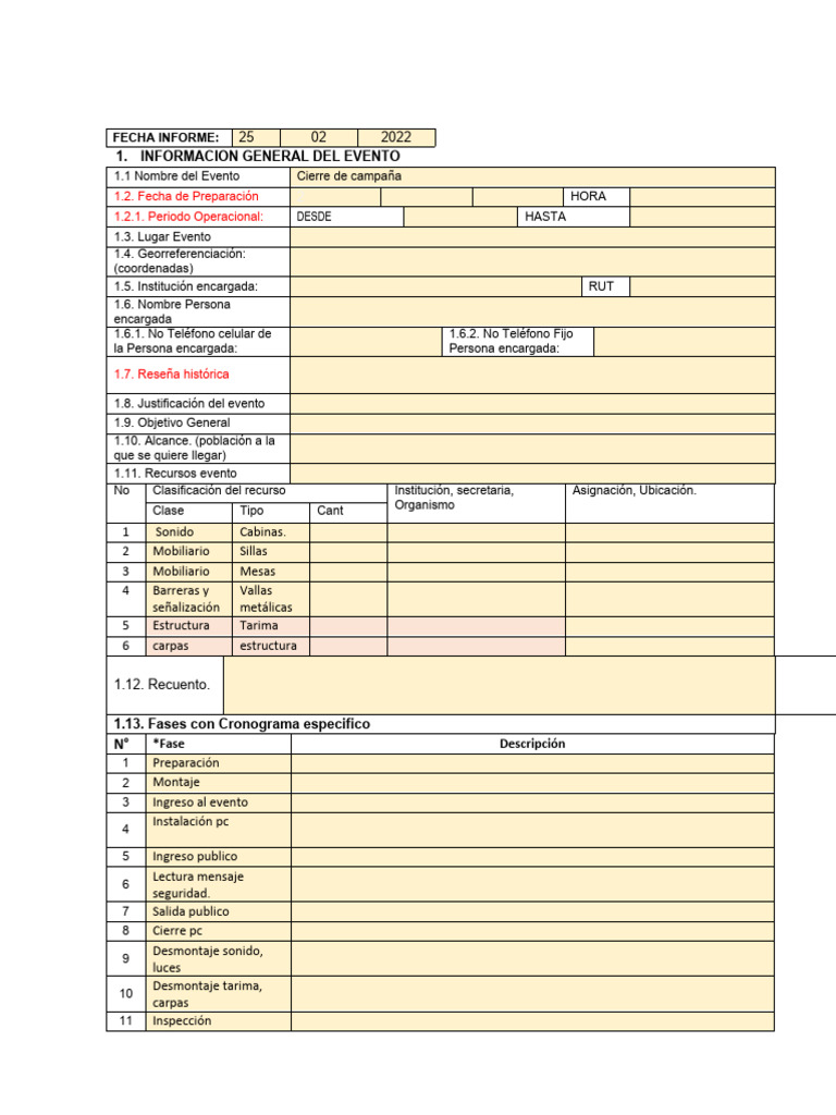 Formato Eventos Masivos - Planes de Emergencia y Contingencia | PDF | Riesgo | Seguridad y salud ...
