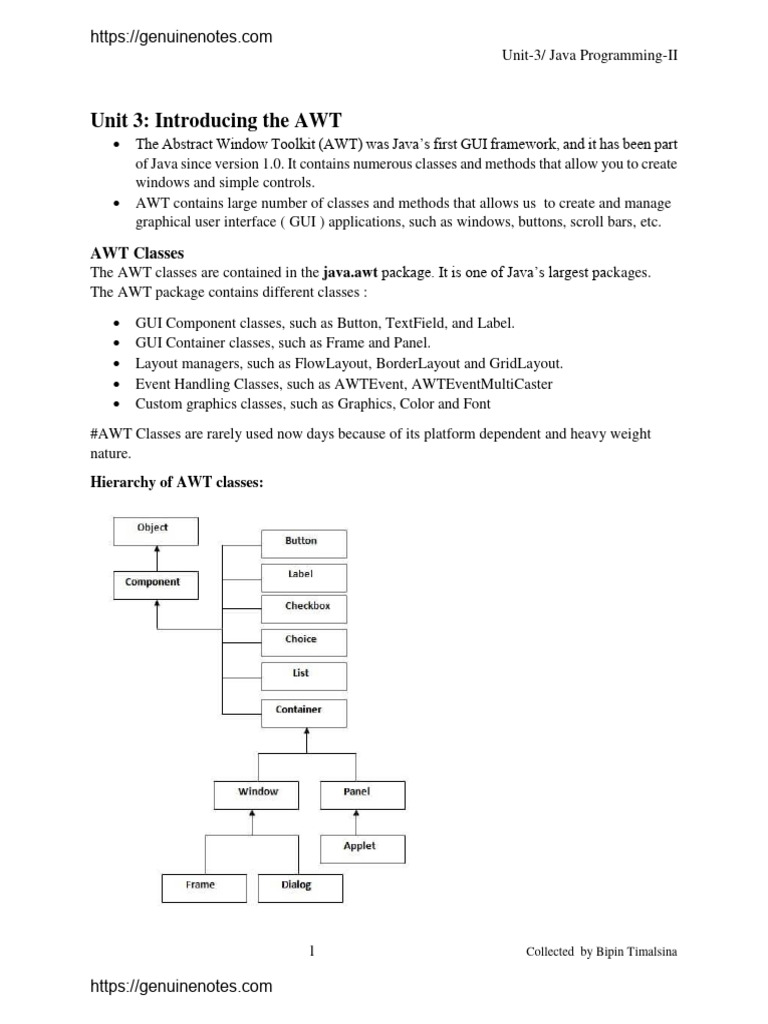 Unit 3 Introducing The AWT | PDF | Class (Computer Programming ... Unit 3 Introducing The AWT | PDF | Class (Computer Programming ...