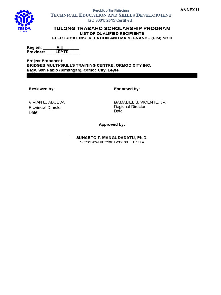 Annex-U-Template-List-of-TTSP-Beneficiaries - BMSTCI EIM NC II 2024 1st ...