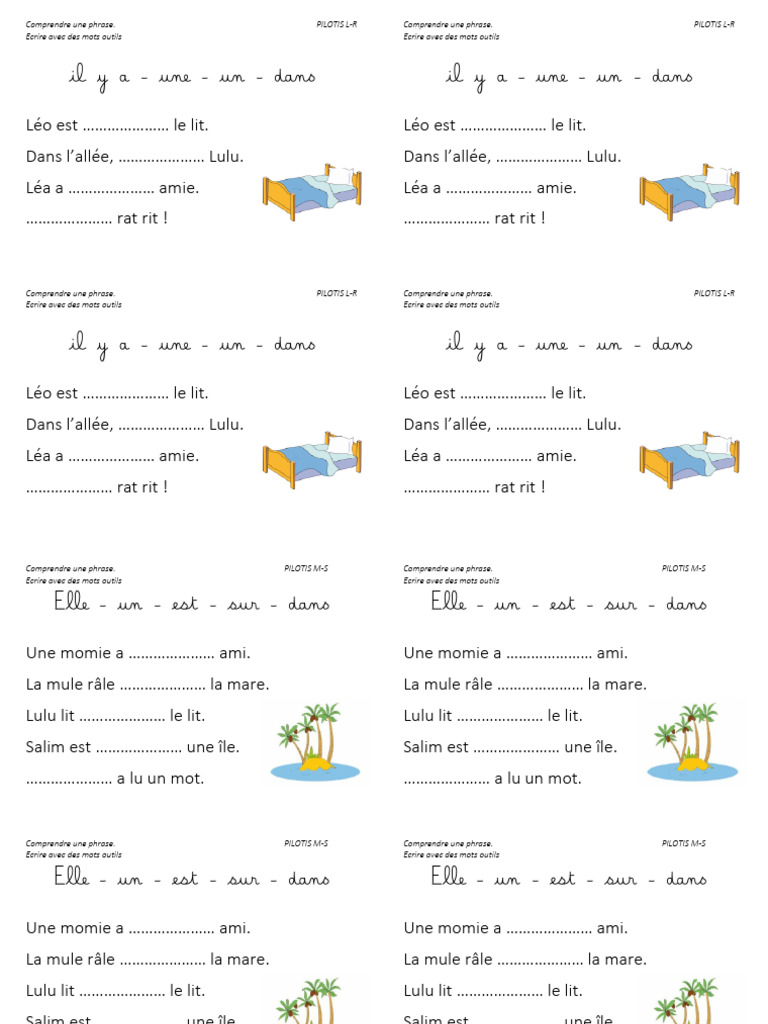 Mots Outils Phrases À Trous Palier 1 | PDF | Études des langues étrangères