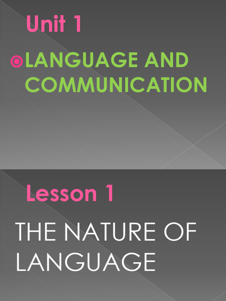 Unit 1 - Language and Communication | PDF | Communication | Speech