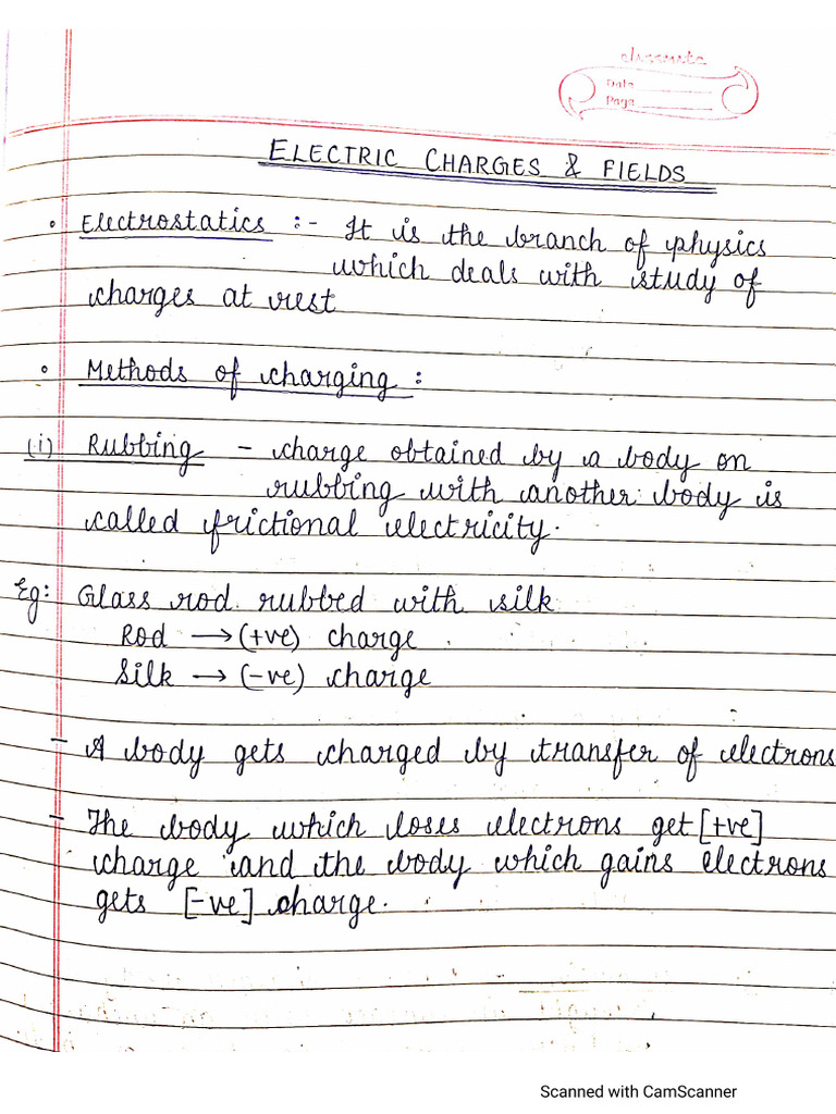 Electric Charges and Fields Notes | PDF