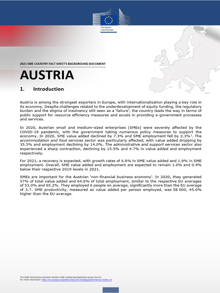 Austria - Background Document of The SME Fact Sheet 2021 | PDF | Small ...